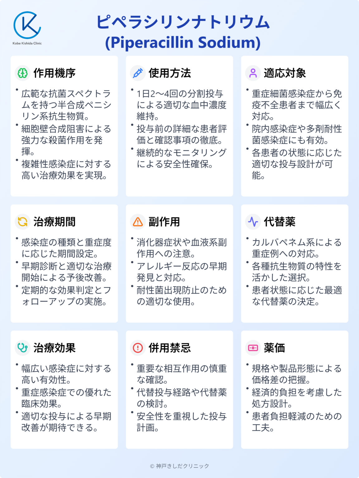 ピペラシリンナトリウム（ペントシリン） – 呼吸器治療薬 - 神戸きしだクリニック（神戸市中央区）