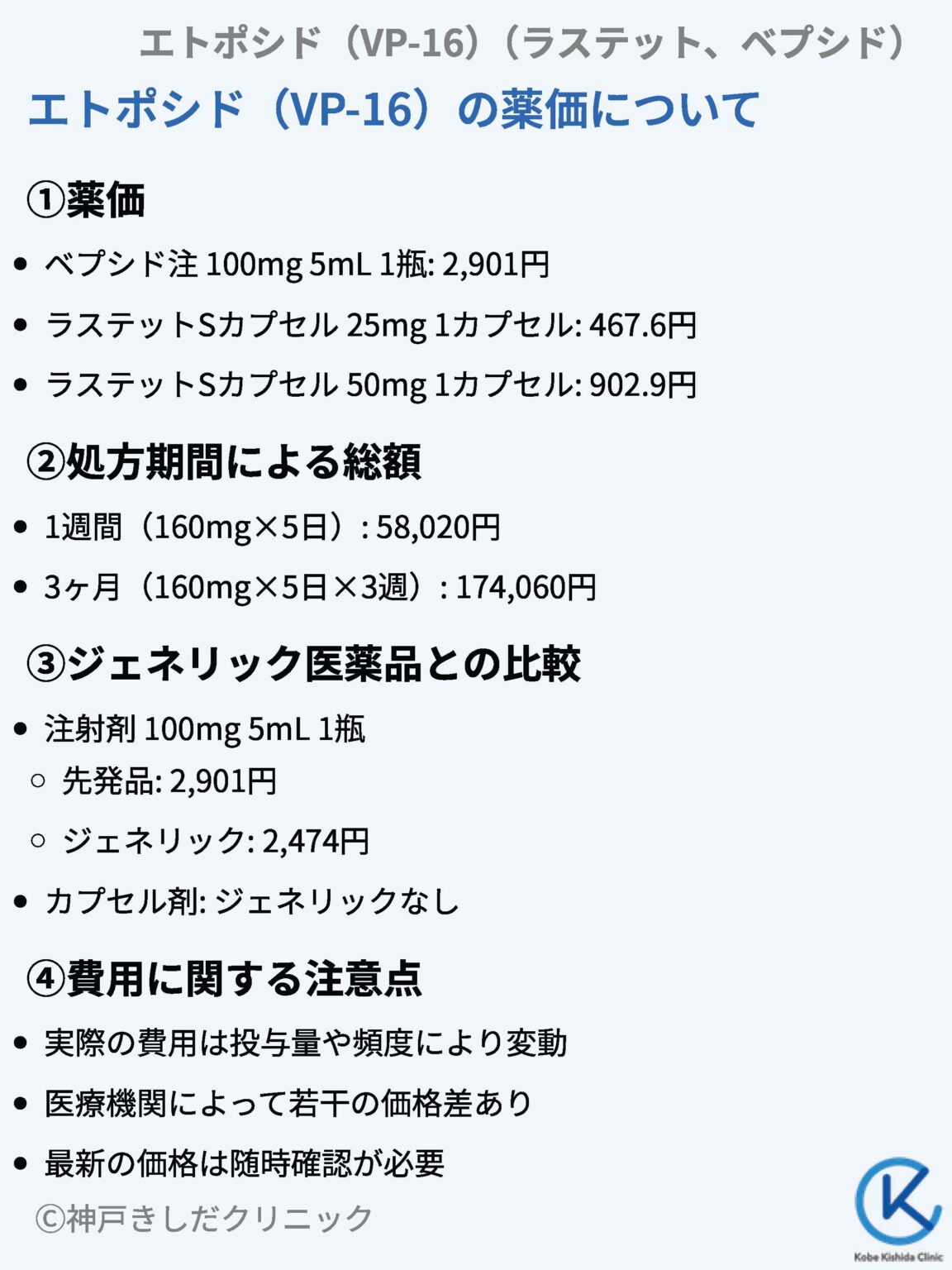 エトポシド（VP-16）（ラステット、ベプシド） – 呼吸器治療薬 - 神戸きしだクリニック（神戸市中央区）