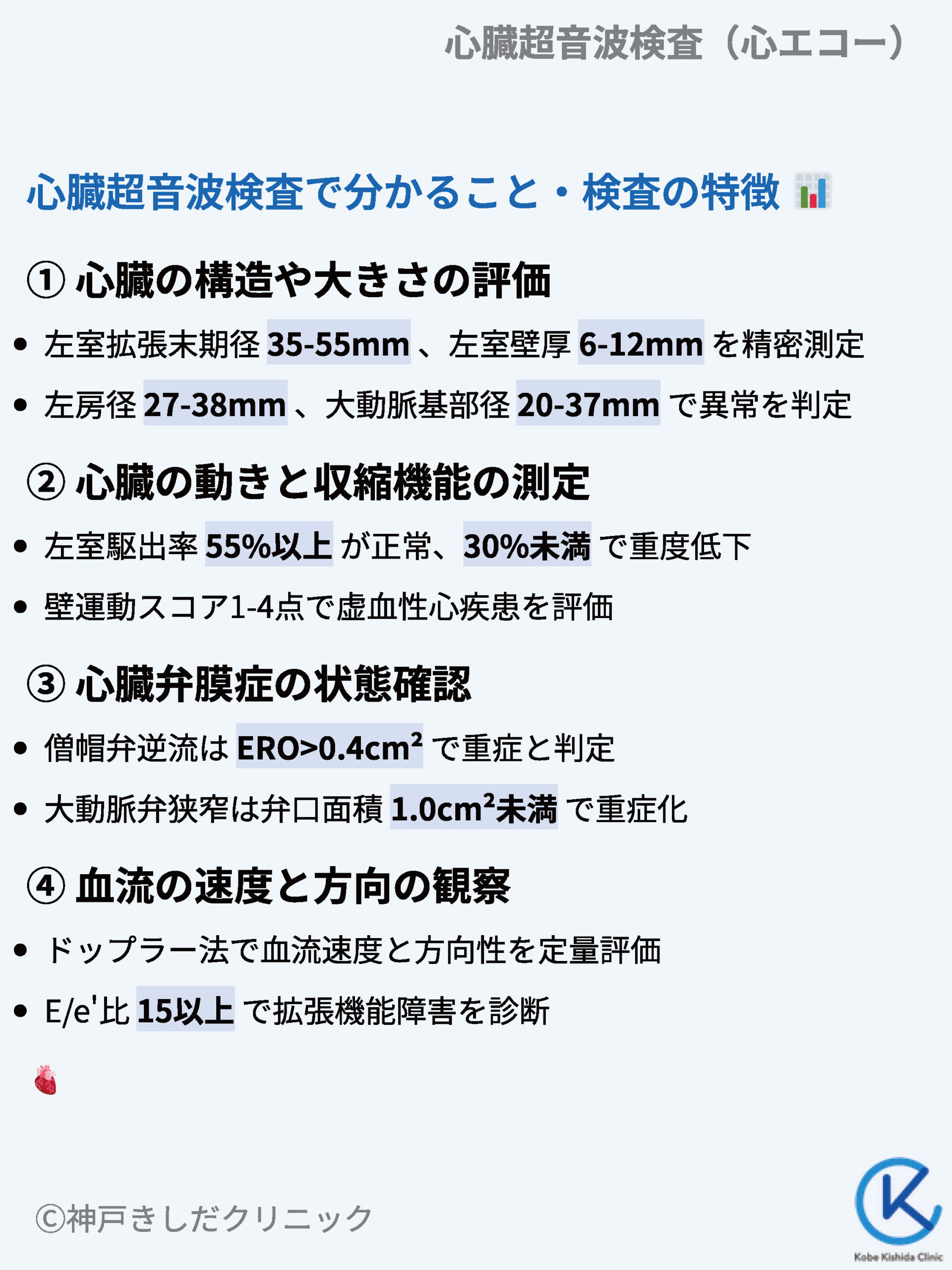 心臓超音波検査（心エコー / Echocardiography / UCG） - 神戸きしだクリニック（神戸市中央区）